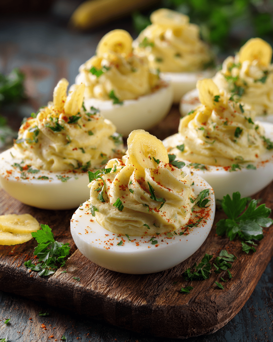 Spicy Banana Pepper Deviled Eggs
