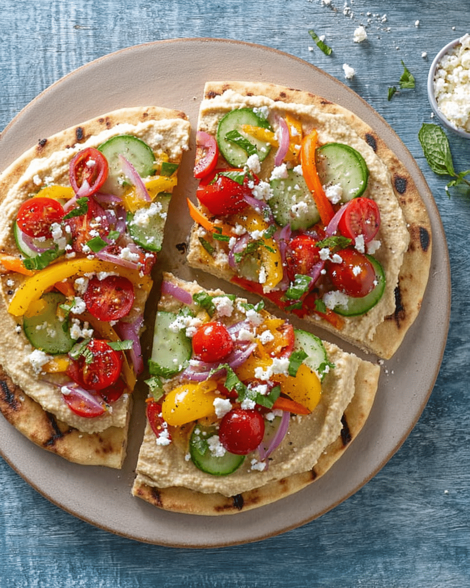 Summer Veggie Flatbread with Hummus