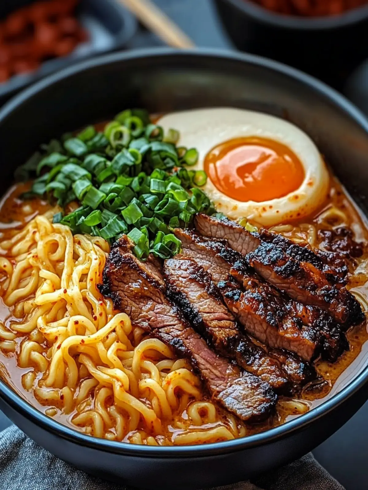 Ultimate Spicy Korean Ramen with Grilled Beef & Creamy Sauce
