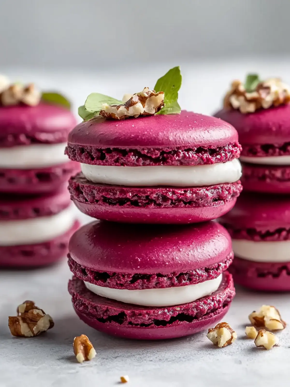 Ultimate Savory Beet Macarons with Goat Cheese & Walnut Crunch